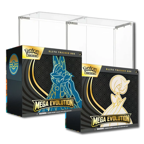 Buy Pokemon TCG Mega Evolution 2 ETBs + 2 Acrylic ETB Cases – OBSIDIA TCG